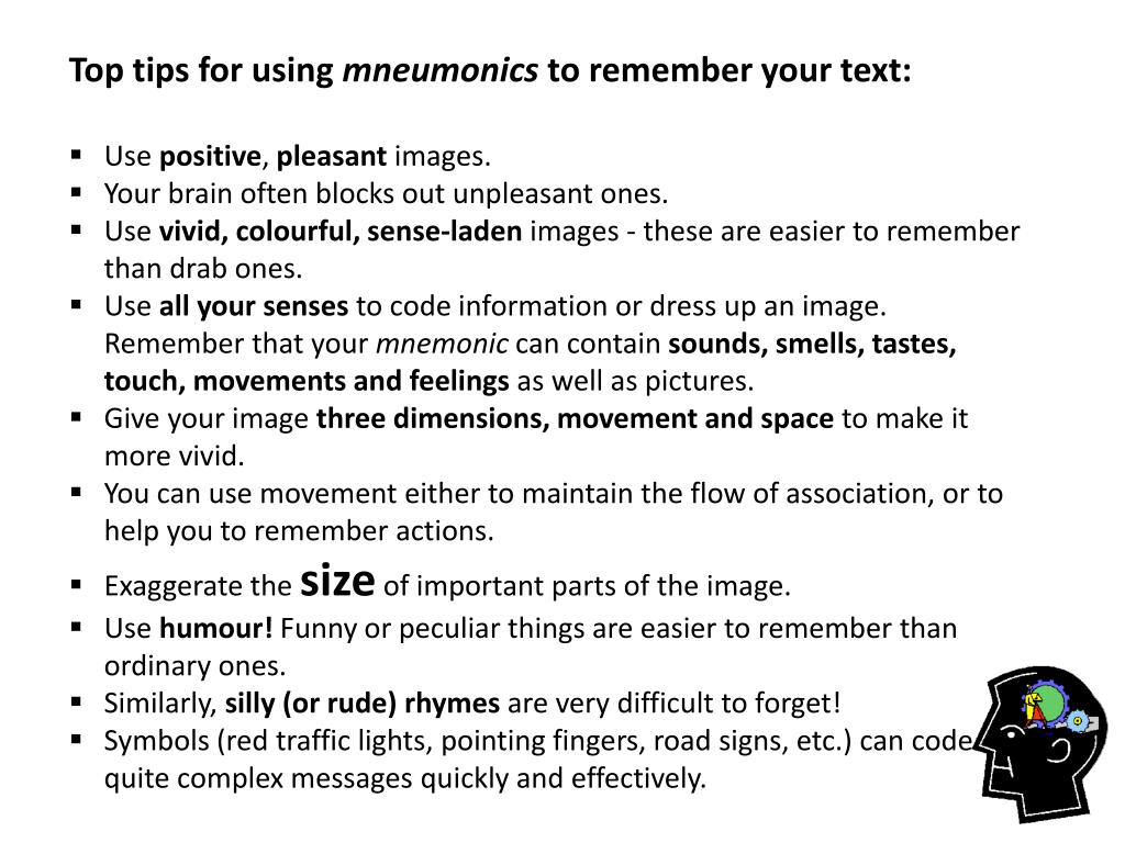 PPT - Memory techniques : 1 Chunking Break your work down into sentence ... PPT - Memory techniques : 1 Chunking Break your work down into sentence ...