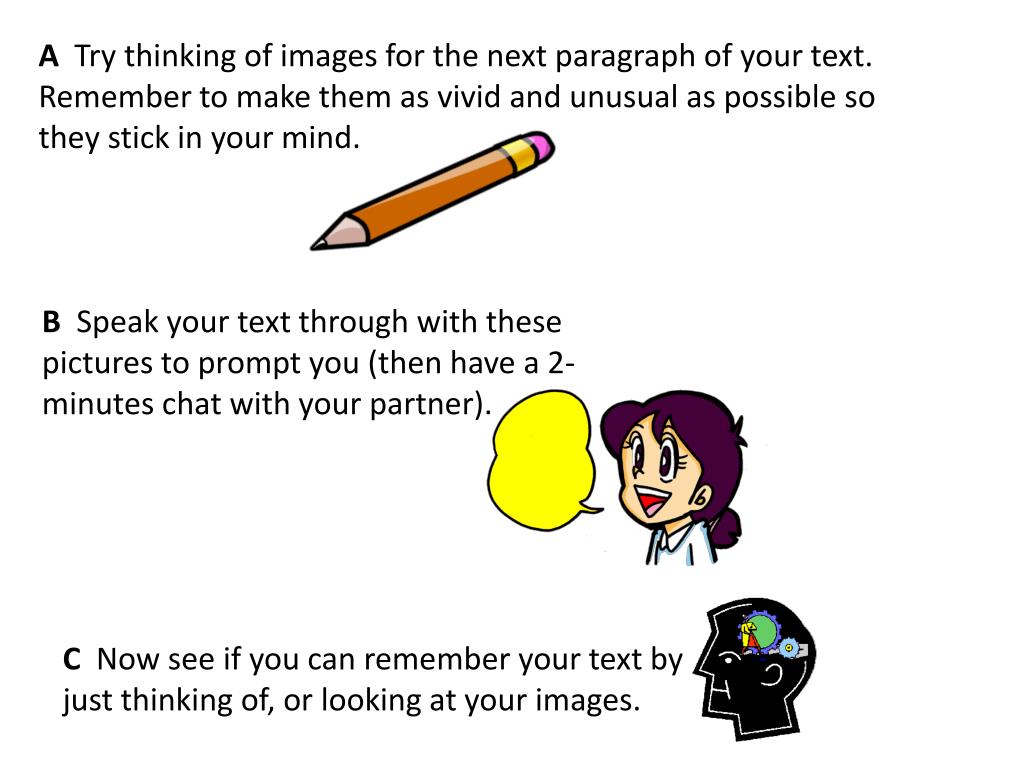 PPT - Memory techniques : 1 Chunking Break your work down into sentence ... PPT - Memory techniques : 1 Chunking Break your work down into sentence ...