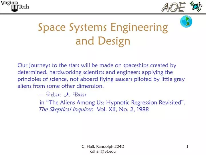 PPT - Space Systems Engineering and Design PowerPoint Presentation ...