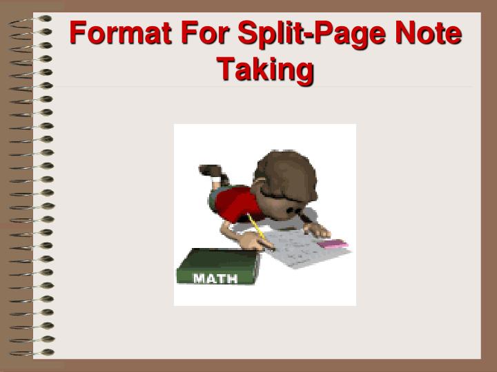 PPT - Independent Split-Page Note Taking (also called Cornell Notes ...