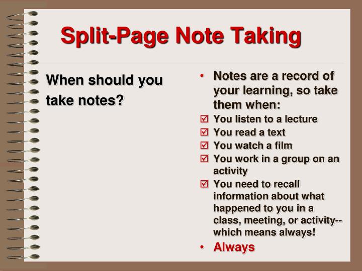 PPT - Independent Split-Page Note Taking (also called Cornell Notes ...