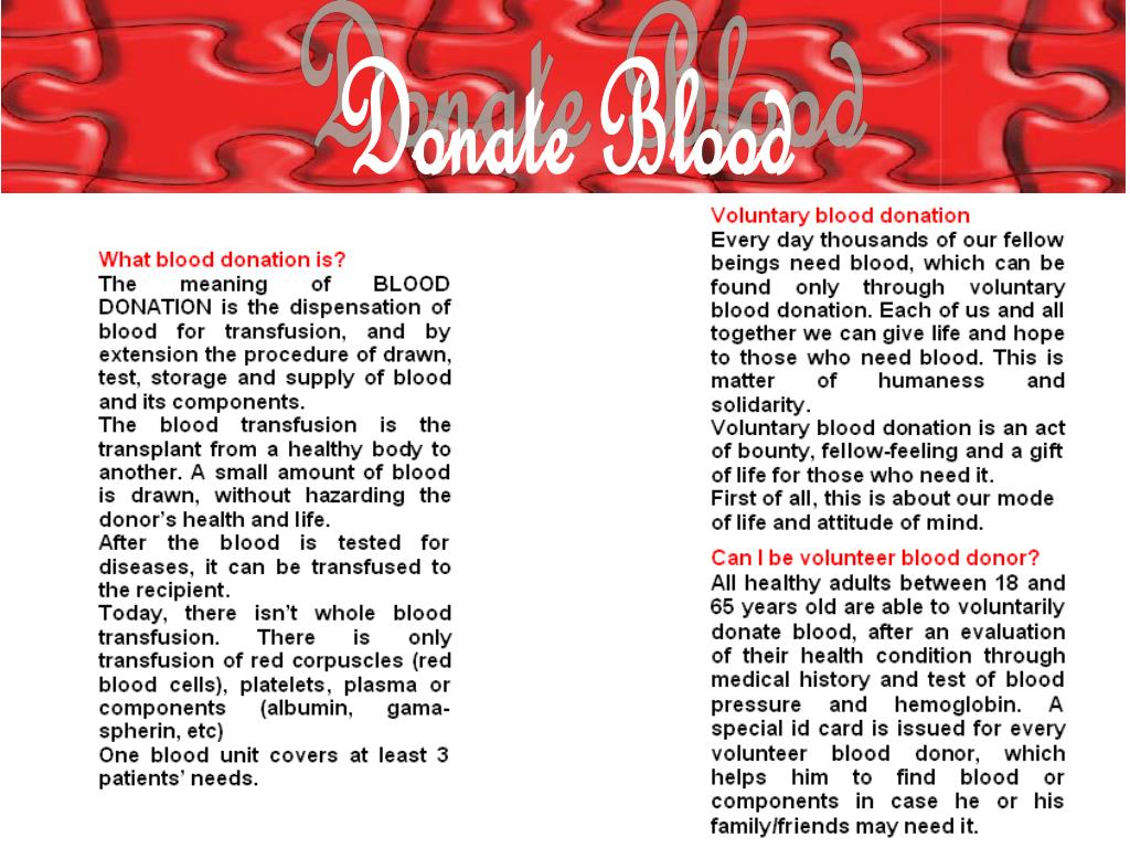 PPT - VOLUNTARY BLOOD DONATION Blood Bank of Dionic Group PowerPoint ...