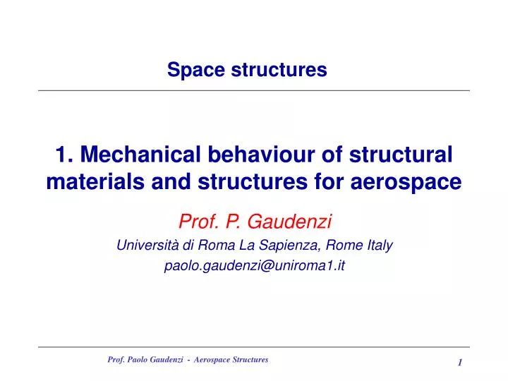 PPT - 1. Mechanical behaviour of structural materials and structures ...