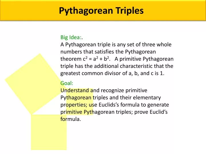 PPT - Pythagorean Triples PowerPoint Presentation, free download - ID ...