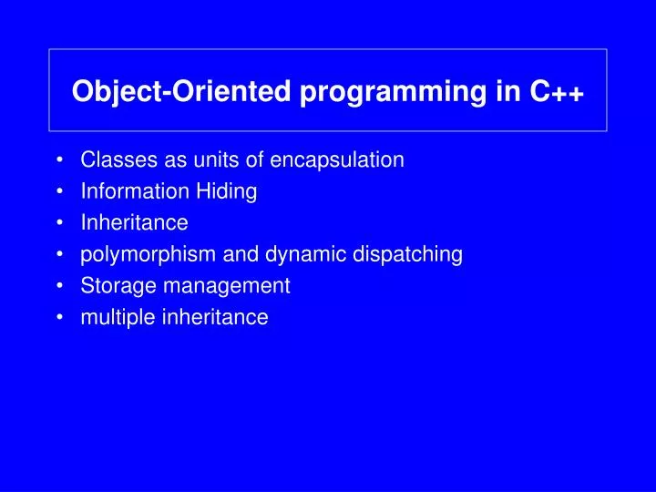 Ppt Object Oriented Programming In C Powerpoint Presentation Free
