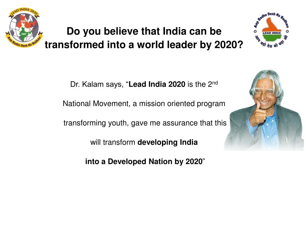PPT - LEAD INDIA 2020 2 nd National Movement for Development. Welcomes ...