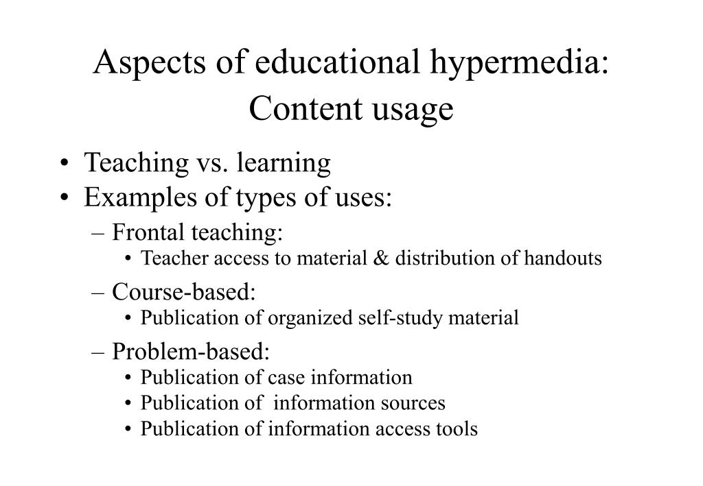 PPT - Experiences and Future Prospects of Educational Hypermedia at ...