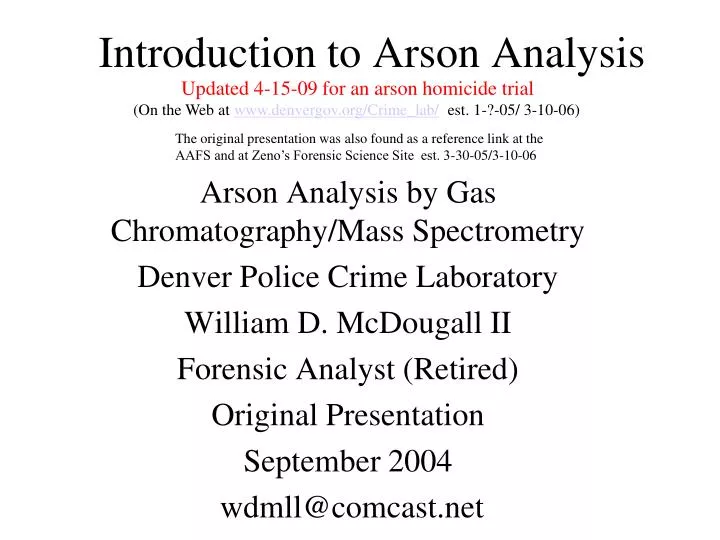 PPT - Introduction to Arson Analysis PowerPoint Presentation, free ...