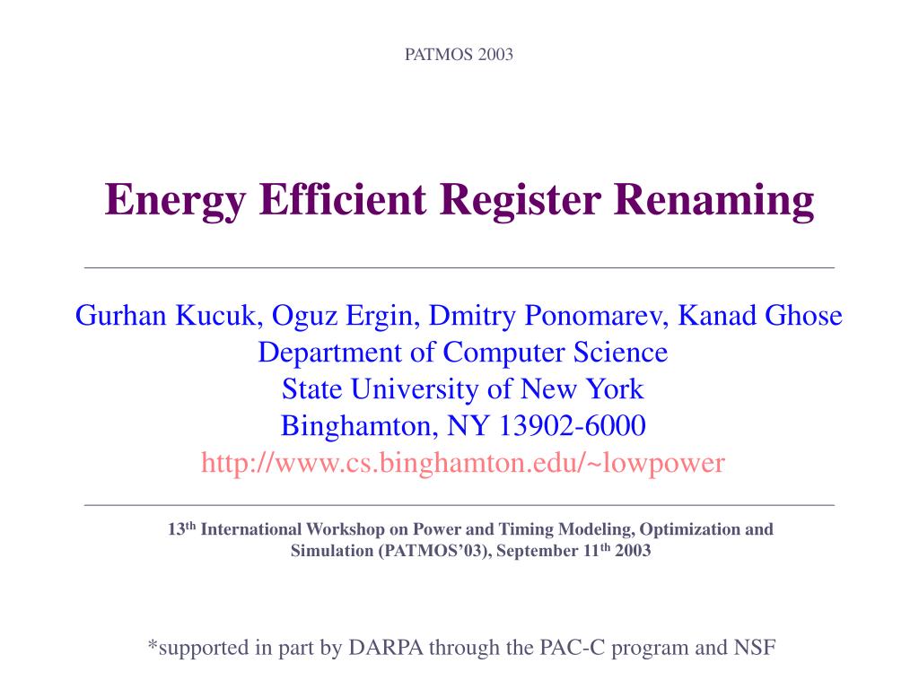 PPT - Energy Efficient Register Renaming PowerPoint Presentation, free ...