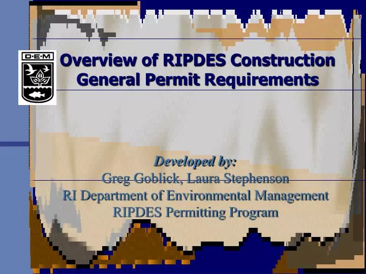 PPT - Overview of RIPDES Construction General Permit Requirements ...