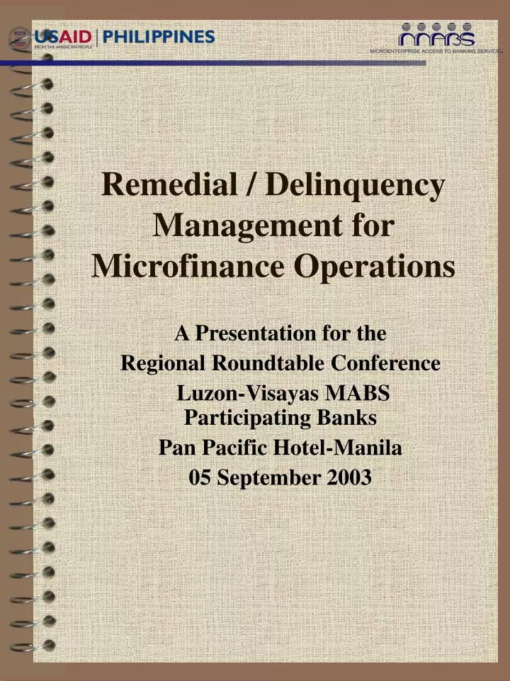 PPT - Remedial / Delinquency Management for Microfinance Operations ...