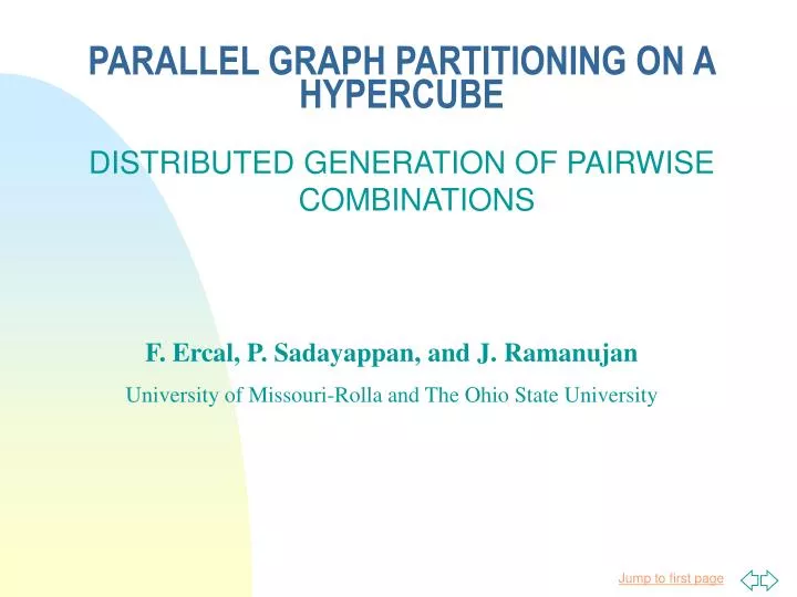PPT - PARALLEL GRAPH PARTITIONING ON A HYPERCUBE PowerPoint ...