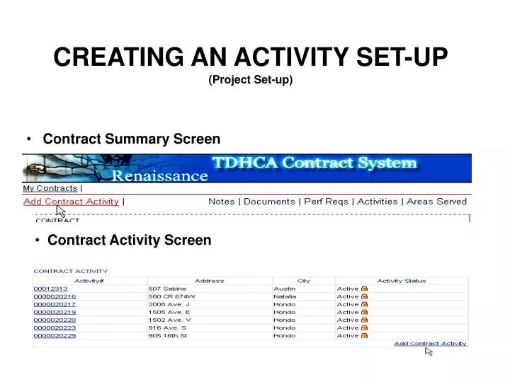 PPT - CREATING AN ACTIVITY SET-UP (Project Set-up) PowerPoint ...
