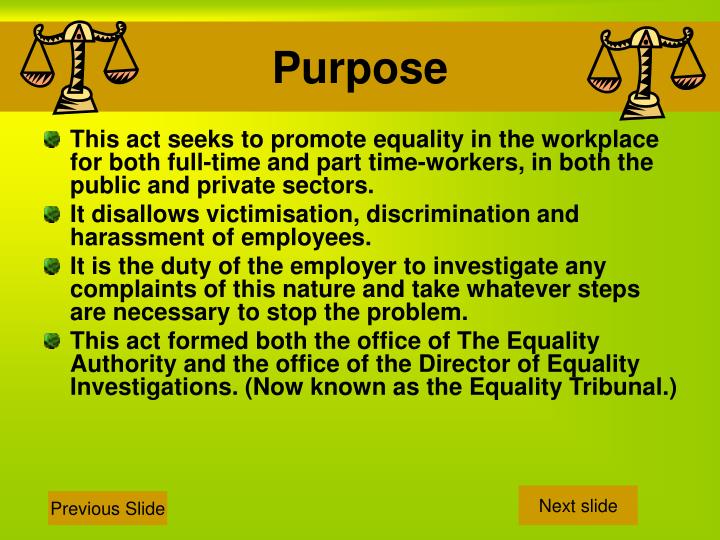 PPT - Employment Equality Act 1998 PowerPoint Presentation - ID:1823171