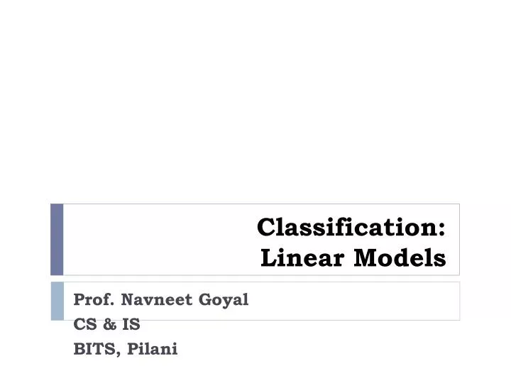 PPT - Classification: Linear Models PowerPoint Presentation, free ...