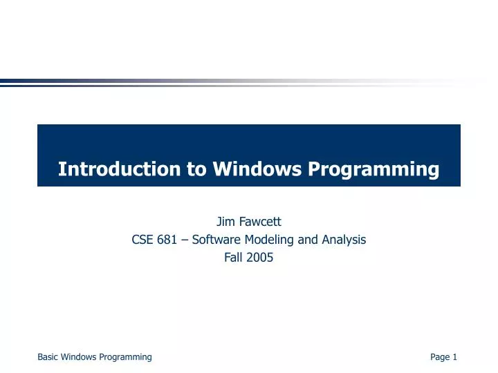 PPT - Introduction to Windows Programming PowerPoint Presentation, free ...