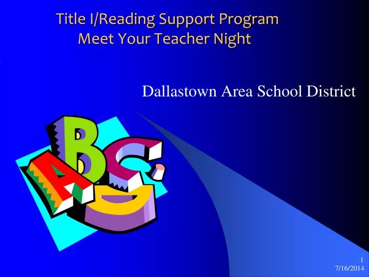 PPT - Title I/Reading Support Program Meet Your Teacher Night ...