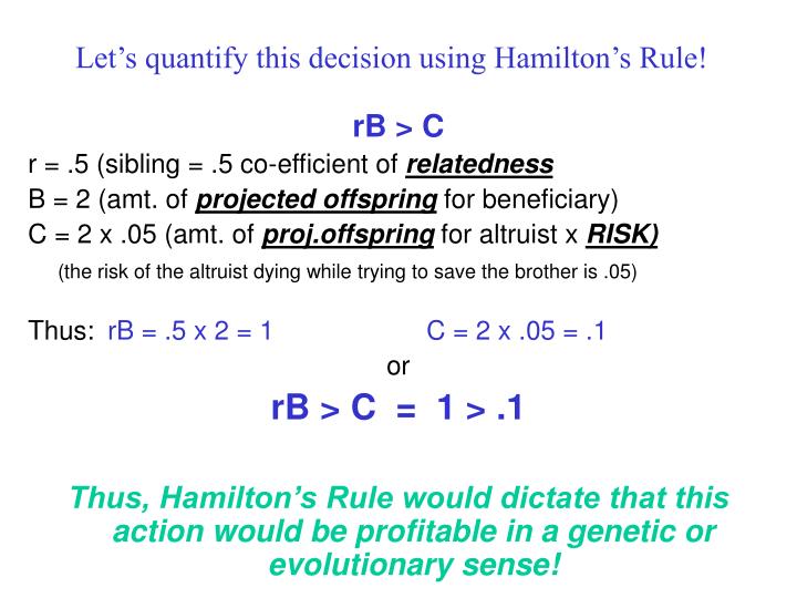 PPT - Hamilton’s Rule – Kin Selection PowerPoint Presentation - ID:1824400