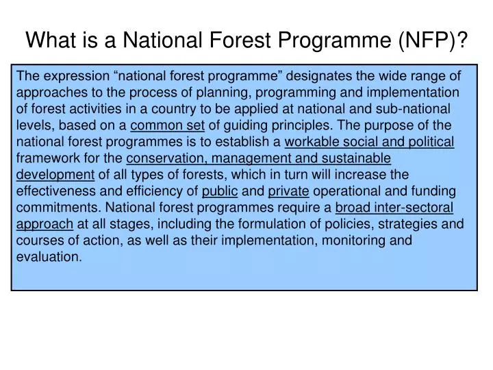 PPT - What is a National Forest Programme (NFP)? PowerPoint ...