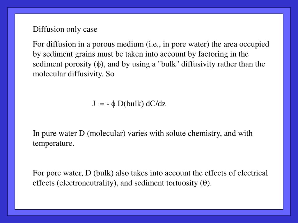 PPT - Pore water fluxes and mass balance Solute transport: Fick’s first ...