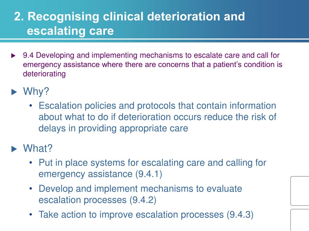 PPT - Standard 9: Recognising and Responding to Clinical Deterioration ...