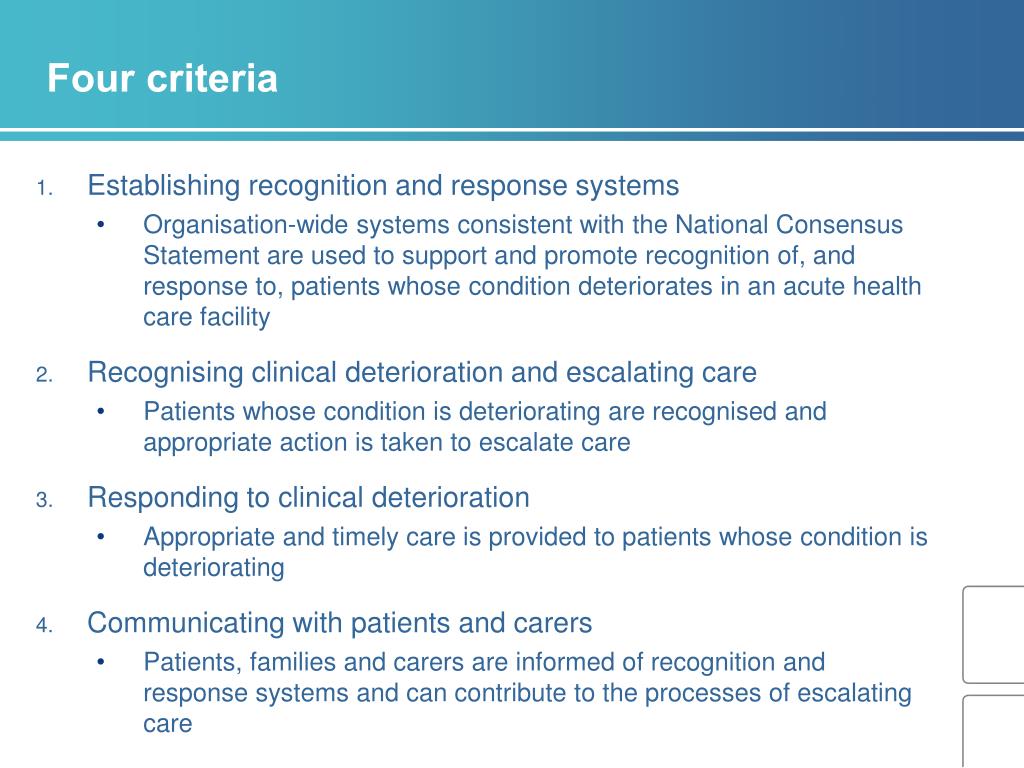 PPT - Standard 9: Recognising and Responding to Clinical Deterioration ...