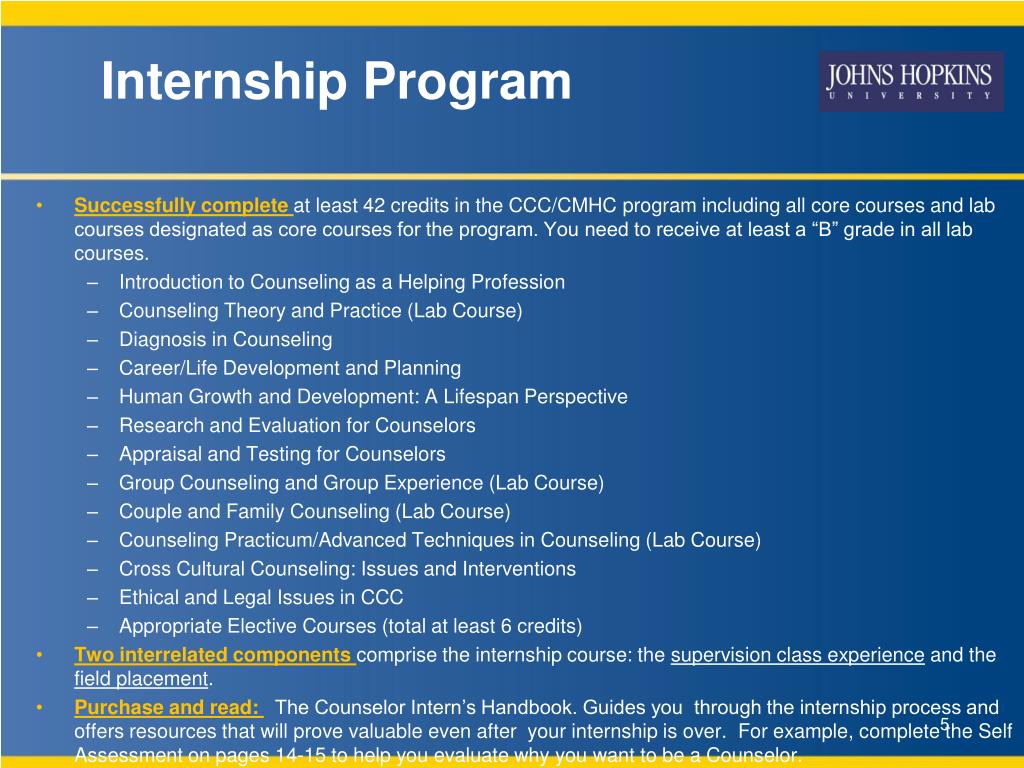 PPT - Clinical Mental Health Counseling Internship Orientation ...