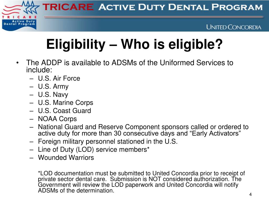 PPT - Remote Active Duty Service Members TRICARE Active Duty Dental ...