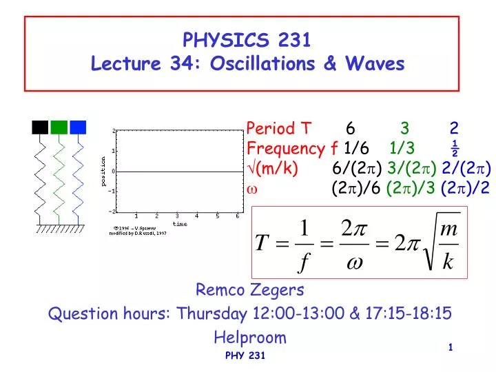 PPT - PHYSICS 231 Lecture 34: Oscillations & Waves PowerPoint ...