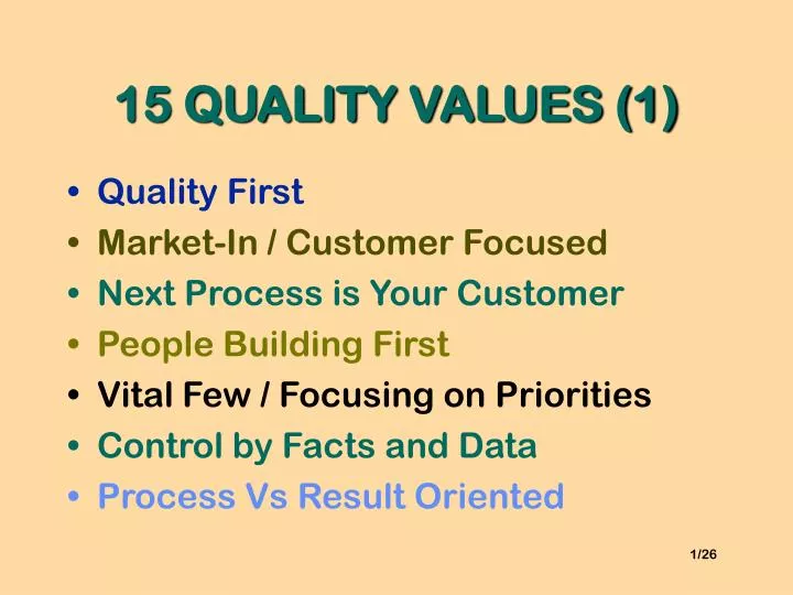PPT - 15 QUALITY VALUES (1) PowerPoint Presentation, free download - ID ...