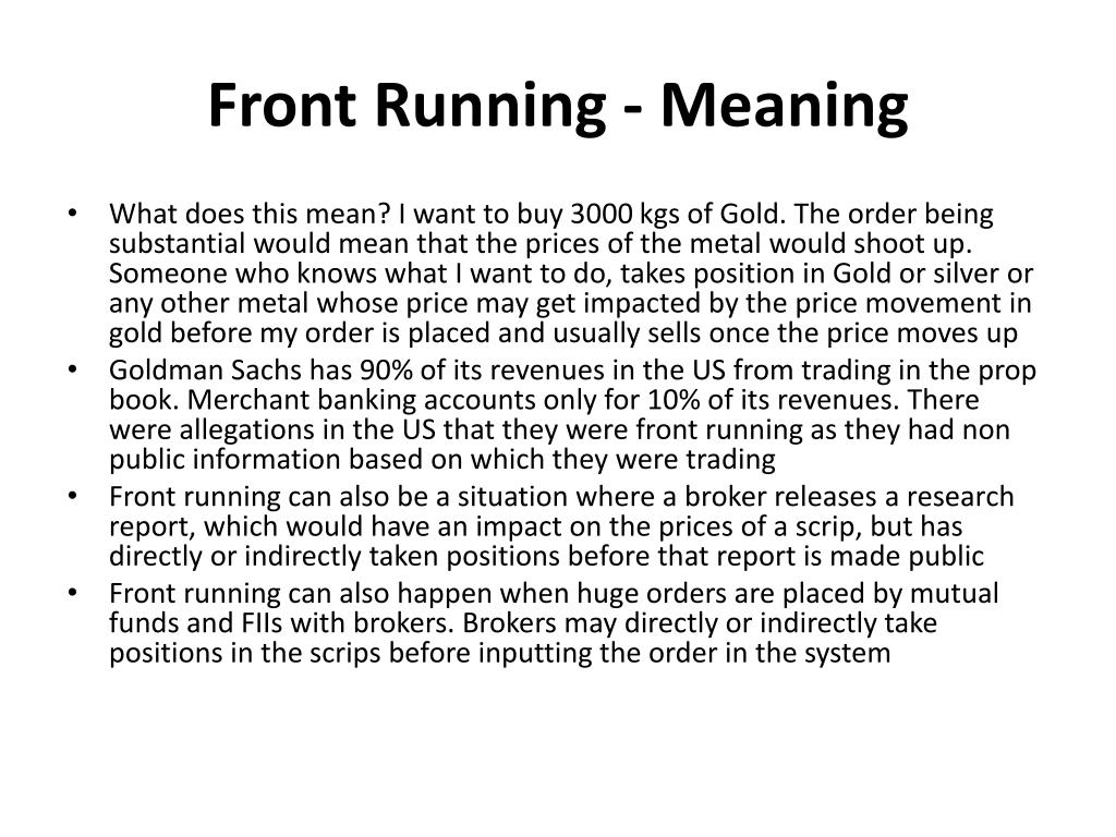 PPT - INSIDER TRADING AND FRONT RUNNING LAWS IN INDIA AND ROLE OF ...