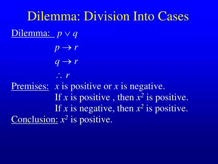 PPT - Dilemma: Division Into Cases PowerPoint Presentation, free ...
