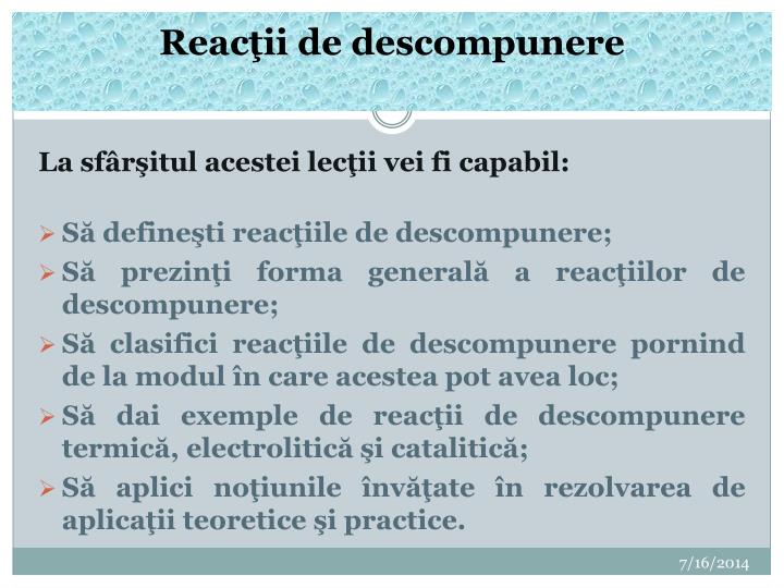 PPT - REACŢII DE DESCOMPUNERE PowerPoint Presentation - ID:1827308