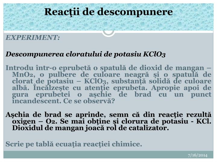 PPT - REACŢII DE DESCOMPUNERE PowerPoint Presentation - ID:1827308