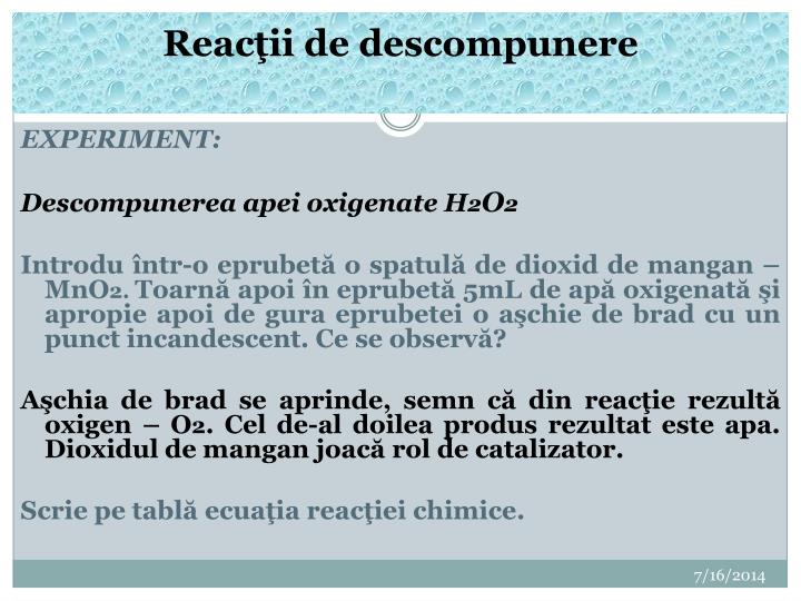 PPT - REACŢII DE DESCOMPUNERE PowerPoint Presentation - ID:1827308