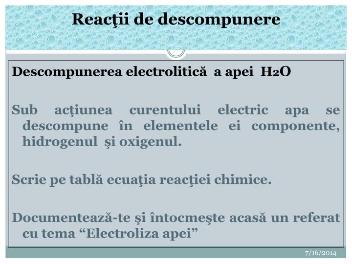 PPT - REACŢII DE DESCOMPUNERE PowerPoint Presentation - ID:1827308