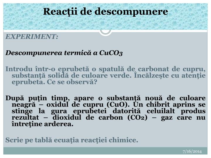 PPT - REACŢII DE DESCOMPUNERE PowerPoint Presentation - ID:1827308