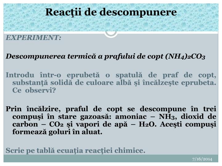 PPT - REACŢII DE DESCOMPUNERE PowerPoint Presentation - ID:1827308