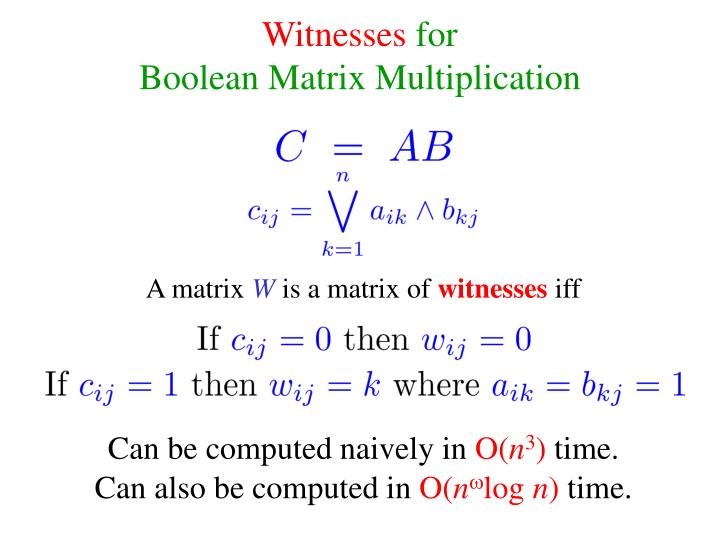 PPT - All-Pairs shortest paths via fast matrix multiplication ...