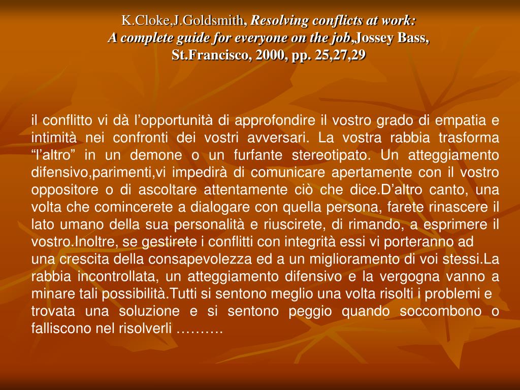 PPT - Il conflitto interpersonale e lavorativo Gestione e negoziazione ...