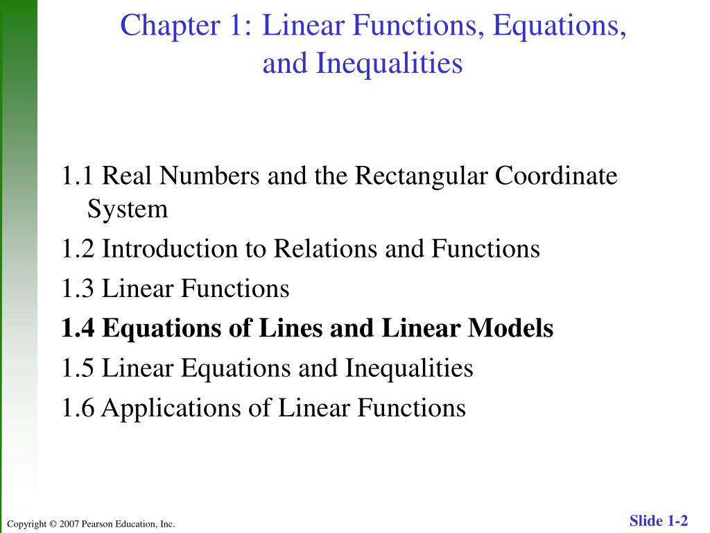 Ppt Chapter 1 Linear Functions Equations And Inequalities