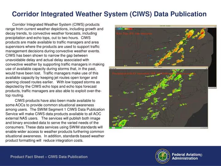PPT - Corridor Integrated Weather System ( CIWS) Data Publication ...