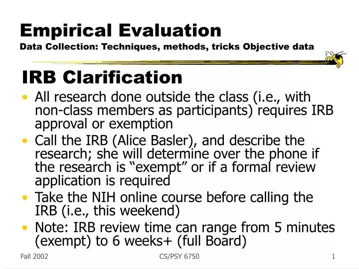 PPT - Empirical Evaluation Data Collection: Techniques, methods, tricks ...