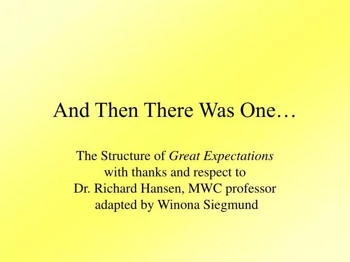 PPT - And Then There Was One… PowerPoint Presentation, free download ...