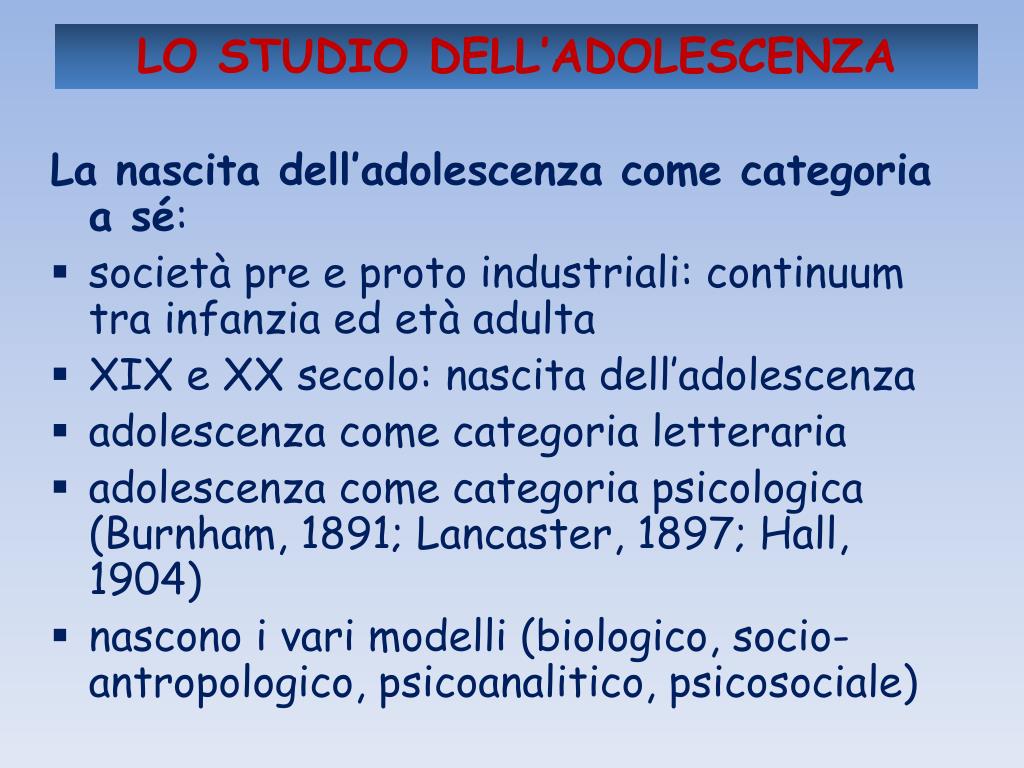PPT - PSICOLOGIA DELL’ADOLESCENZA (4 CFU) Prof.ssa Paola Corsano ...