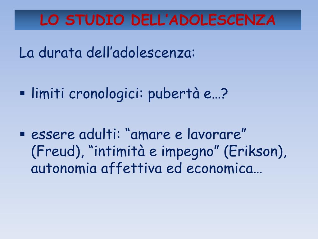 PPT - PSICOLOGIA DELL’ADOLESCENZA (4 CFU) Prof.ssa Paola Corsano ...