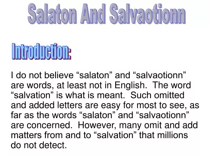 PPT - Salaton And Salvaotionn PowerPoint Presentation, free download ...