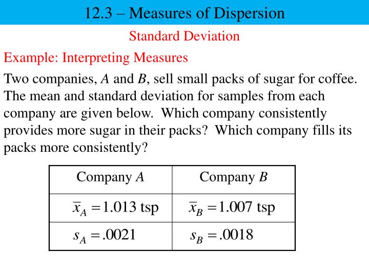PPT - 12.3 – Measures of Dispersion PowerPoint Presentation - ID:1830739