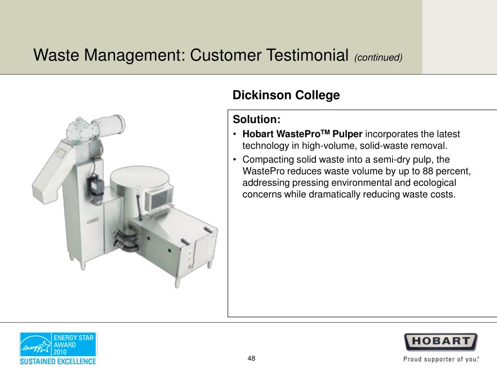 PPT - Waste Management Testimonial: Dickinson College Hobart WastePro ...
