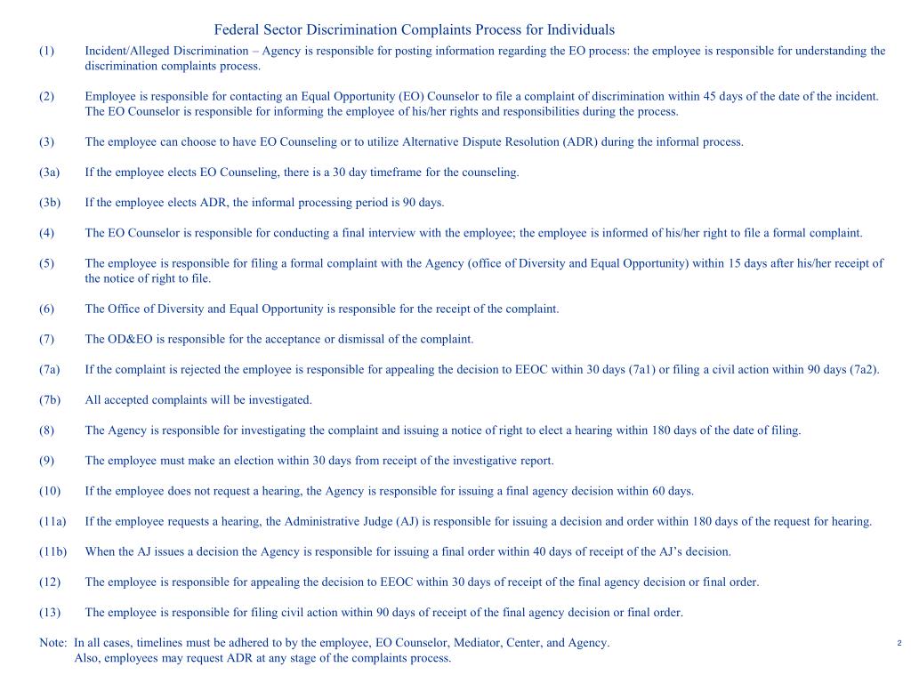 PPT - Federal Sector Discrimination Complaints Process for Individuals ...